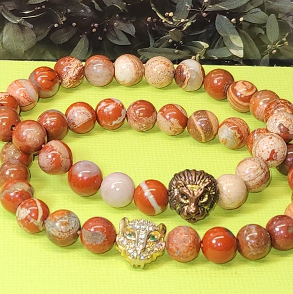 Jewelry | 2185 Exquisite Natural Red Jasper Agate Gemstone Set Lion ...